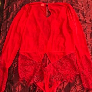 Tops | Sexy Red Bodysuit | Poshmark